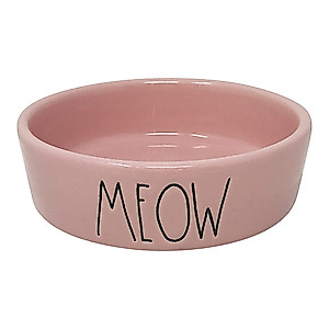 Rae Dunn Magenta Ceramic Cat Pet Bowl Gift Boxed Set of 2 (Meow/Purrfect/Pink)