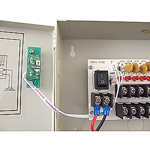 Evertech 8 Channel 9 Port Power Box Security Camera 12V DC 5A Amper CCTV DVR Power Supply Switch Box Key Locked with 9 Pcs. Male Power Jack (9 Port)