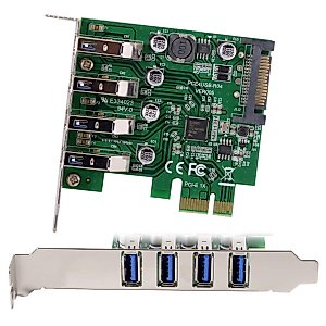 ChenYang 4 Port PCI-E 1X to 4 USB 3.0 HUB PCI Express Expansion Card Adapter with 80/120mm PCI-E Slot Bracket