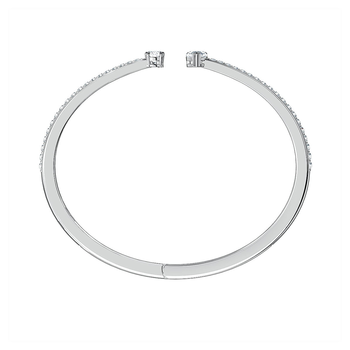 SWAROVSKI Attract Bracelet with Clear Crystal Details on a Rhodium Finish Cuff Setting, Size M, from the Swarovski Attract Collection