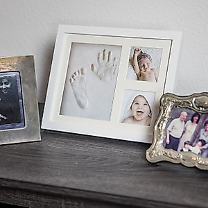 Handprint Footprint Memory Kit by Little’s Comfort - personalized clay keepsake with wooden picture frame-for newborn infants, kids, adults, family or pets-baby shower-photo decoration-non toxic