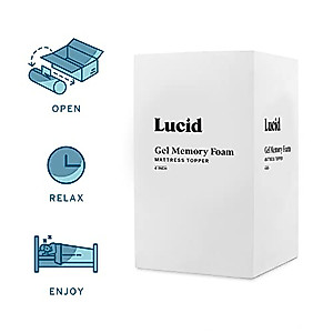 LUCID 4 Inch Gel Memory Foam Mattress Topper, Ventilated Design, Ultra Plush, CertiPUR-US Certified, Twin XL, Blue