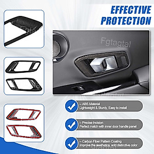Fit for Toyota Supra GR A90 A91 MK5 2019-2024 Inner Door Handle Frame, ABS Door Inner Grab Handle Trim Cover Sticker, Car Interior Decoration Accessories, 2 PCS (Carbon Fiber Pattern Black)