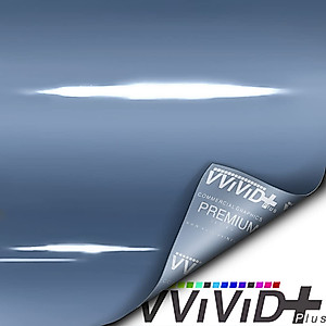 VViViD+ Ultra Gloss China Blue 1ft x 5ft Vinyl Car Wrap Premium Paint Replacement Film Roll with Nano Air Release Technology, Stretchable Protective Cap Liner, Self Adhesive, Indoor Outdoor