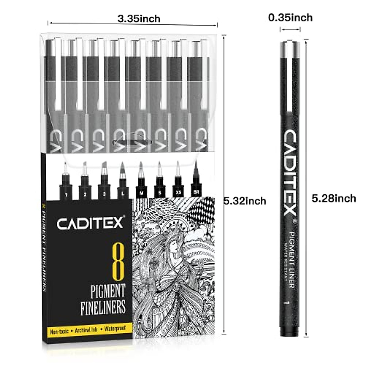 Calligraphy Pens, CADITEX 8 Size Calligraphy Pens Set for Beginners Drawing, Writing