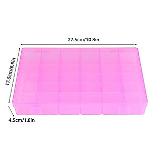 Yosoo 36 Slots Clear Plastic Adjustable Jewelry Case Organizer Earrings Storage Container Box Makeup Ring Earring Necklace Organizer Case(Pink)