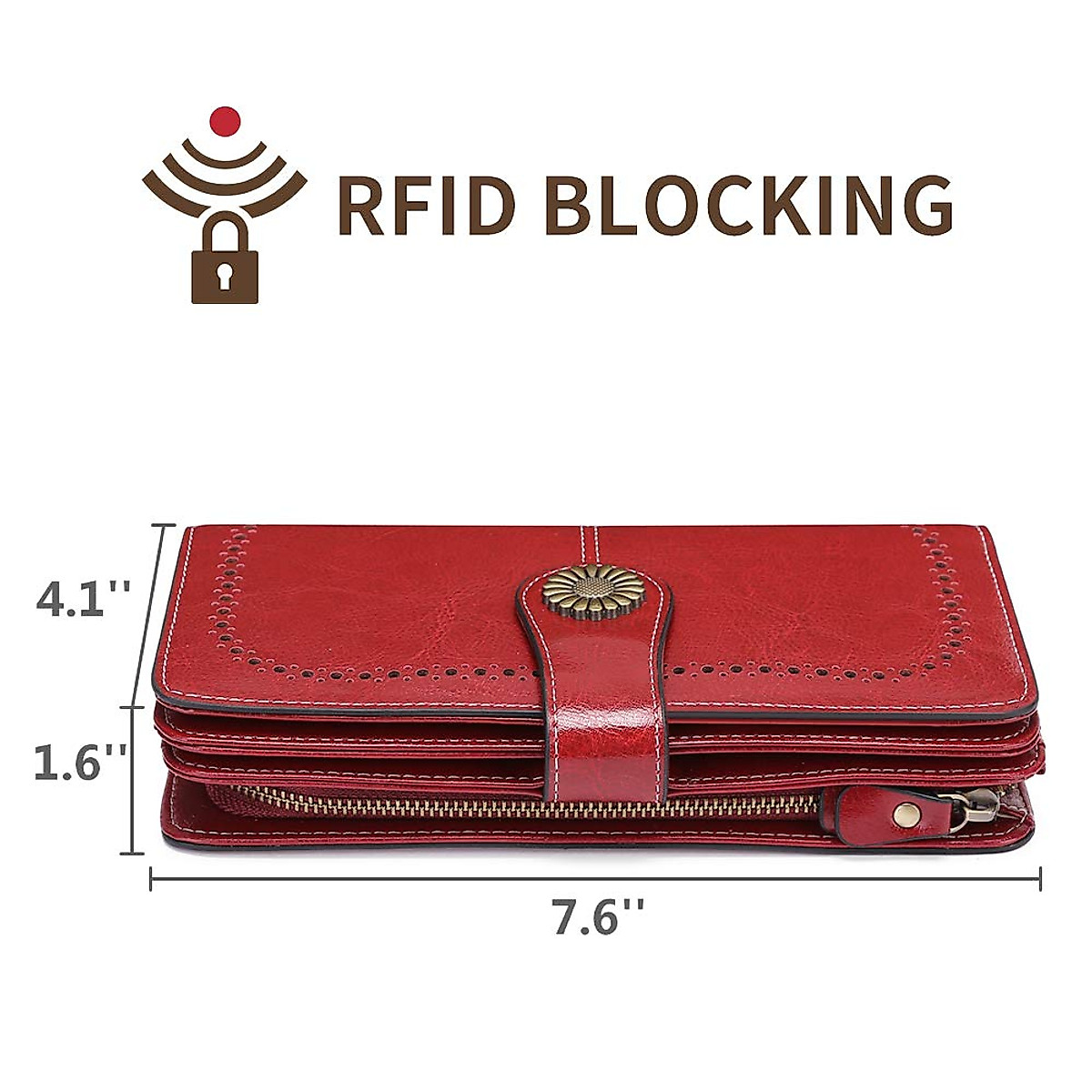 SENDEFN Wallets for Women Genuine Leather Credit Card Holder with RFID Blocking Large Capacity Wristlet