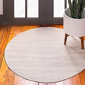 Unique Loom Williamsburg Collection Casual Transitional Solid Vibrant Area Rug, 5' 0" x 5' 0", Beige