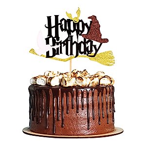 ZpiLkes Magical Wizard Inspired Cake Topper Magic Wizard Inspired Happy Birthday Party Cake Decoration Supplies for Birthday Party Decor Boy Girl Gifts