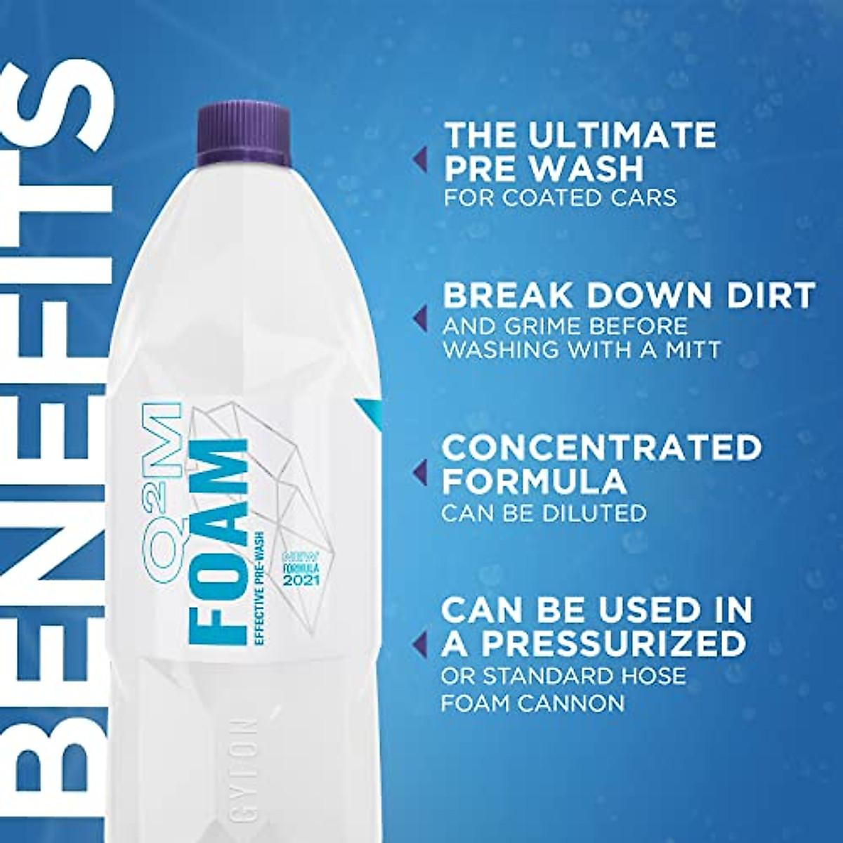 GYEON Quartz Foam - Car Pre Wash Chemical - Ceramic Coating Maintenance - Thick Foam Suds - Perfect for Foam Cannon - Concentrated Pre Wash Remove Loose Dirt and Grime - Great Addition to Car Wash Kit