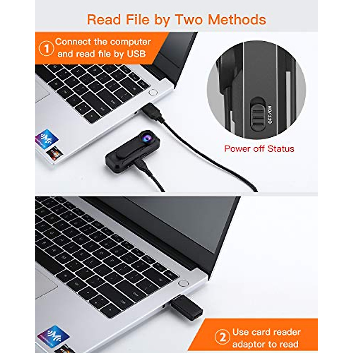 BOBLOV W1 Hidden Camera, True 1080P Small Body Camera, Personal Pocket Video Camera with Audio Loop Recording Time Stamps External Memory Up to 128GTwo Clips and Easy to Operation (32GB)