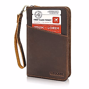 Polare Full Grain Leather Passport Holder Cover Case for Men and Women RFID Blocking Family Travel Wallet Holds 6 Passports (Dark Brown)