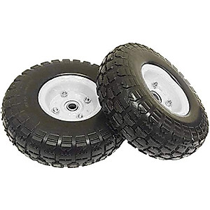 EZ Travel Collection, Heavy Duty Flat Free 10" Tire Wheels, Tires for Wagon, Dolly, Hand Truck, and Cart – Pack of Two (White)