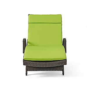 Christopher Knight Home Salem Outdoor Wicker Adjustable Chaise Lounge with Arms, with Cushion, Multibrown / Green