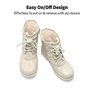 DREAM PAIRS Girls KBO212 Side Zipper Quilted Ankle Boots Beige Size 6 Big Kid