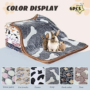 YedsIntu 6 Pcs Absorbent Guinea Pig Blankets Washable Small Animal Fleece Bedding Cage Liners Reusable Pet Pee Pad Sleep Mat Pad Cover for Hamster Ferret Rabbit Chinchilla Hedgehog (16"x24")
