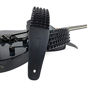 Perri's Leathers Ltd. - Studded Leather Guitar Strap - Adjustable Guitar Strap from 41” to 56″ for Electric, Acoustic, Bass Guitar - Black (P25STUD-7112)