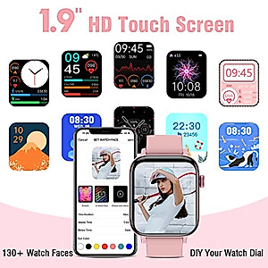 Smart Watch 1.95'' Full Touch Smart Watches for Women Smart Fitness Tracker Watch for Android iOS Phones Compatible with Answer Calls Waterproof Smartwatch with 28 Sport Activity/Sleep/Heart Rate/Step