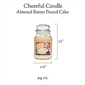 A Cheerful Giver - Almond Butter Pound Cake Scented Glass Jar Candle (24 oz) with Lid & True to Life Fragrance Made in USA