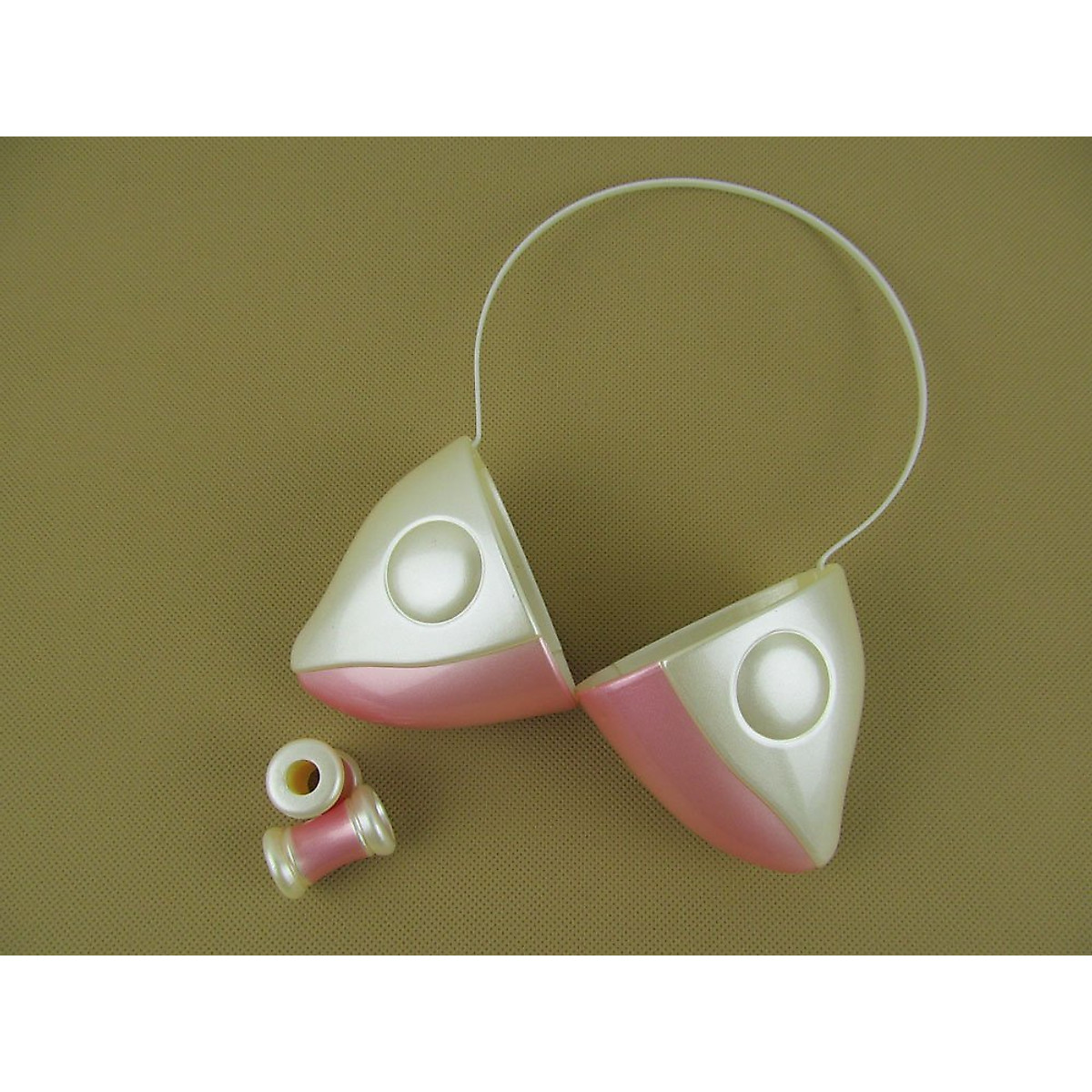 Happylifehere White Pink Hair Band Set Maid Ears Hand Made Anime Cosplay Prop Gift