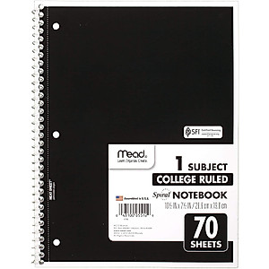 Mead Spiral Notebooks, 1 Subject, College Ruled, 70 Sheets, 24 Pack (73705)