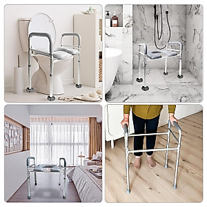 Eosprim Toilet Seat Risers for Seniors Elongated, Raised Toilet Seat with Handles, Toilet Safety Frames & Rails for Elderly and Handicap, Elevated Shower Commode Chair with Arms, Toilet Lift Grab Bar