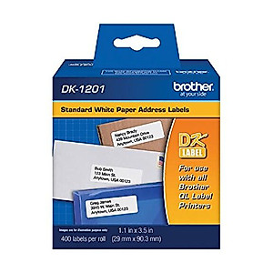 Brother Genuine DK-1201 Die-Cut Standard Address Labels, 400 Labels per Roll, 12 Rolls – for Use with All QL Label Printers