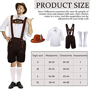 Newcotte Set of 4 German Bavarian Oktoberfest Costume Set for Men Adult Costume for Dress Party and Beer Festival (XL)