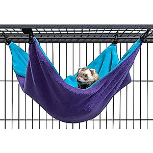MidWest Homes for Pets Ferret Nation Large Hammock for Ferret Nation & Critter Nation Small Animal Cages | Measures 17L x 13W x 8H- inches,Purple/Teal