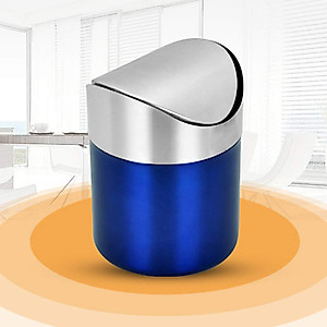 carduran Mini Trash Can Stainless Steel Household Living Room Bedroom with Shake Lid Office Creative Desktop Storage Trash Can - Silver