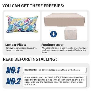 Outdoor Patio PE Wicker 5 Piece Furniture Set, Black Rattan Sectional Conversation Sofa Chair with Square Propane Fire Pit Table, Khaki Cushion