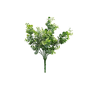 Season’s Need Decor 2 Bundles Artificial Boxwood Shrubs - Eucalyptus Greenery Stems - Fake Plants for Garden Home Porch Patio Window Box Bedroom Décor - Artificial Eucalyptus 15inches (Green)