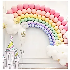 296PCS Rainbow Balloons Arch Garland Kit Macaron 7 Colors Latex Colorful Balloons and Confetti Balloons for Baby Shower Boy Girl Children Kids Birthday Gender Reveal Party Wedding Decorations