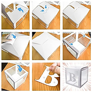 4 pcs White Transparent Balloons Boxes with 30 Letters 10 Numbers 5 Symbols, 49 pcs Party Decorations Kit Supplies, Boys Girls Birthday Baby Shower Gender Reveal Decoration Backdrop, Photo Props