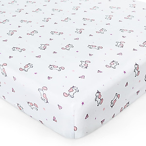 Crib Sheets Girl 4-Pack, Fitted Crib Sheets 52'' x 28'' for Standard Crib & Toddler Mattress, Soft and Breathable Material, Baby Girl Crib Sheets Neutral, Pink