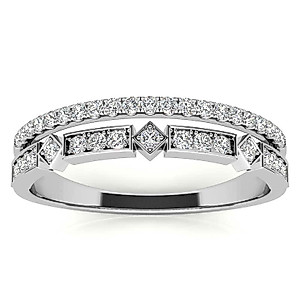 Excellent Round Brilliant Cut 0.16 Carat, Moissanite Diamond Promise Band, Prong Set, Eternity Sterling Silver Band, Valentine's Day Jewelry Gift, Customized Band (7)