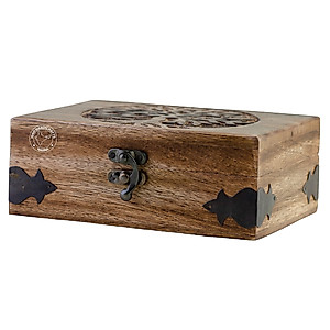 Antique Handmade Wooden Urn Tree of Life Engraving Handcarved Jewellery Box for Women-Men Jewel | Home Decor Accents | Decorative Boxes | Storage & Organiser (7" x 5" x 2.5", Tree - 2)