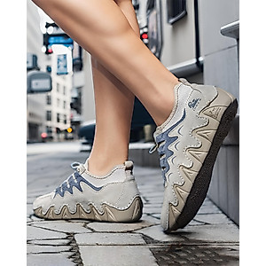 Dbeck Women's Casual Jogging Shoes Athletic Walking Shoes for Outdoor Activities Lightweight Mesh Sports Sneakers with Adjustable Lace, Blue, 8