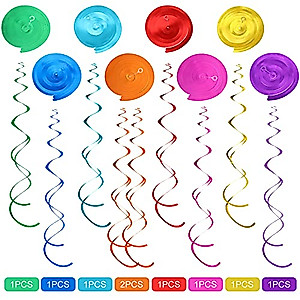 30 Pieces Happy Birthday Swirls Decorations Gnomes Birthday Hanging Swirl Gnomes Hanging Swirls Ceiling Birthday Hanging Swirls Streamers for Birthday Party Decorations Supplies Ornaments, 10 Patterns