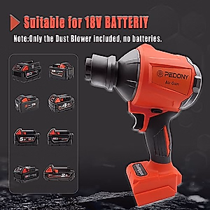 PEDONY Cordless Air Pump for Milwaukee 18V Battery, Handheld Brushless Air Blower Air Duster, 50000 RPM & 7 Nozzles Air Compressor for Home Cleaning Outdoor (Battery Not Included)