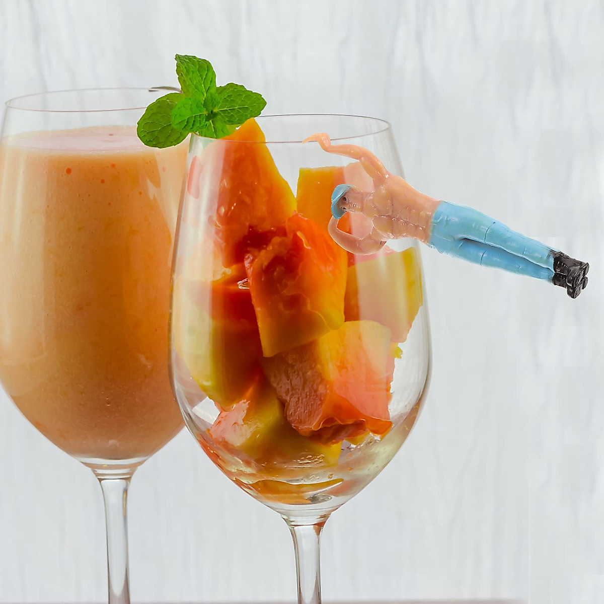 Ipetboom 16Pcs Glass Markers, Wine Glass Figure Charms Anime Figurines Doll Toy Wine Bottle Marker Cup Hanging Ornament Identify Label for Champagne Drink Markers