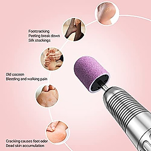 MelodySusie 10 Pcs Nail Sanding Caps Nail Drill Bits 180 Fine Grit for Foot File Callus Remover Manicure Pedicure Nail Polishing Burr Home Salon, Purple (10mm)