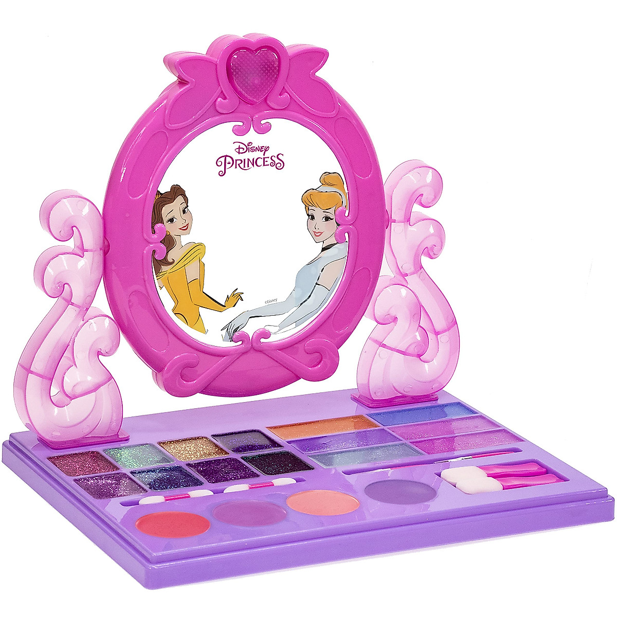 Disney Princess - Townley Girl Cosmetic Vanity Compact Makeup Set with Light & Built-in Music Includes Lip Gloss, Shimmer & Brushes for Kids Girls, Ages 3+ Perfect for Parties, Sleepovers & Makeovers