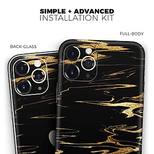Design Skinz Black & Gold Marble Swirl V2 - DesignSkinz Protective Vinyl Decal Wrap Skin Cover Compatible with The Apple iPhone 8 (Full-Body, Screen Trim & Back Glass Skin)