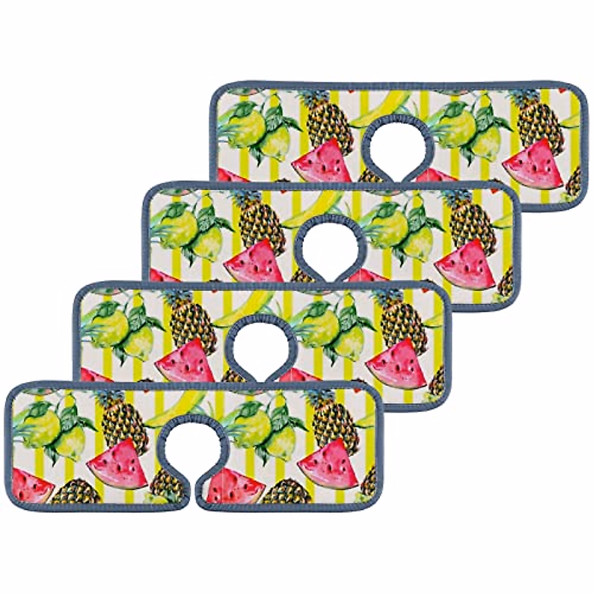 Kitchen Faucet Absorbent Mat 4 Pieces Watermelon Lemon Pineapples Striped Faucet Sink Splash Guard Bathroom Counter and RV,Faucet Counter Sink Water Stains Preventer