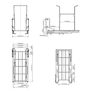 Dowell Alu Bottom Mount Pull- Out Waste Container W/Door Mounting Kit - Single Grey Recycling Bin- for Both 15” Frameless & Face Framed Cabinet -4012 0115 35