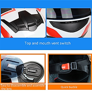 Girl Women Motorcycle Helmet Cat Ear Helmet DOT/ECE Certified Full Face Motorbike Helmet Four Season Flip-Up Helmets with Sun Visor for Street Bike Racing Motocross ATV,Black 1,XL