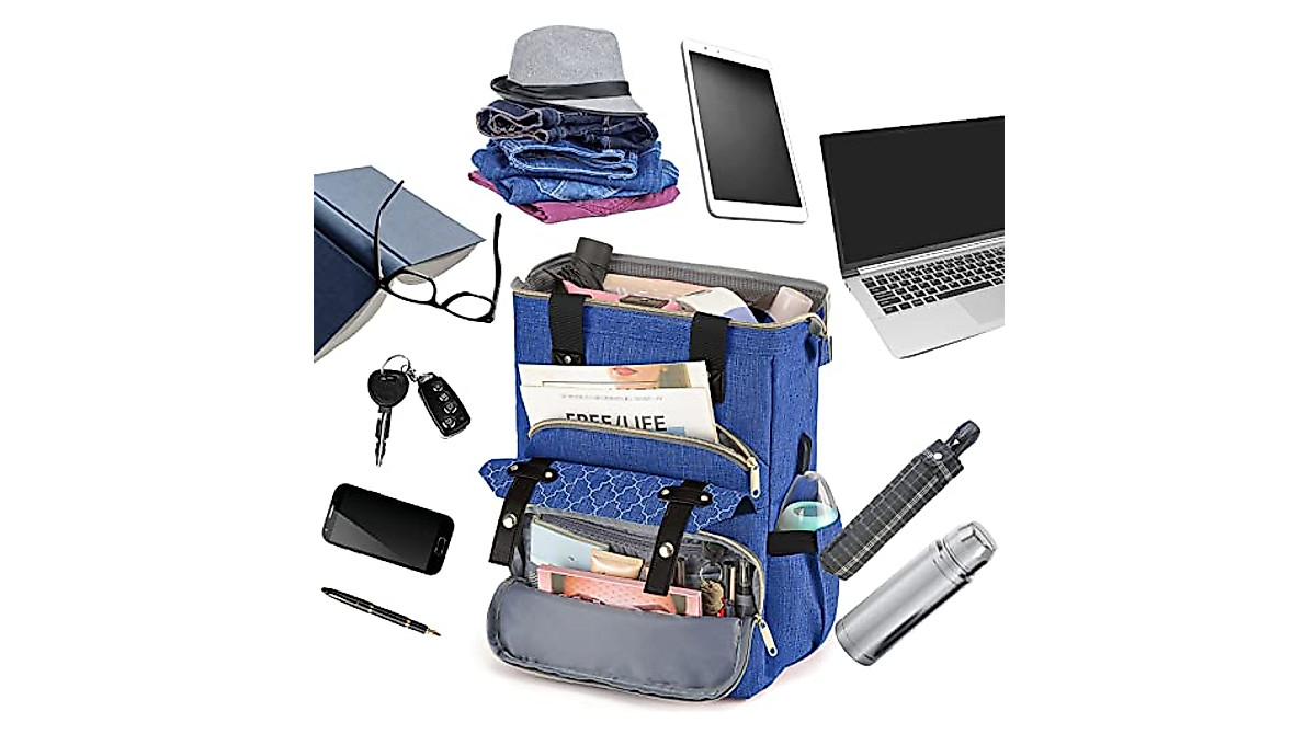 Versatile Navy Blue Laptop Backpack for School & Travel