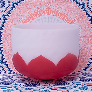 ENERGYSOUND 432Hz Perfect Pitch C Root Chakra Lotus Designed Frosted Quartz Crystal Singing Bowl 12 inch mallet and o-ring included