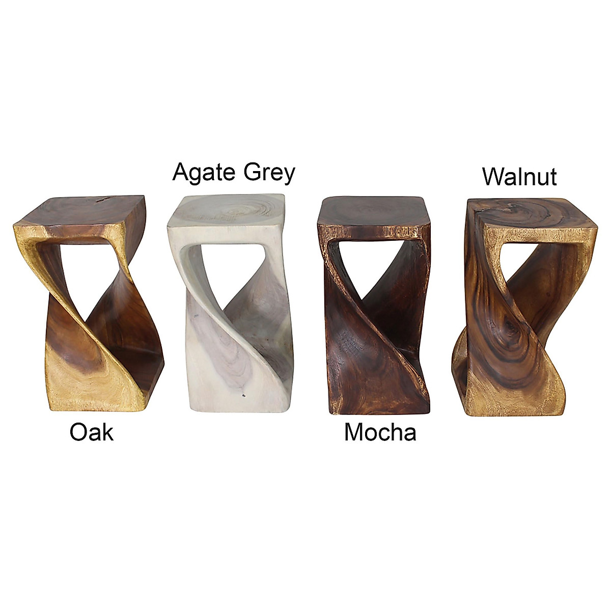 Haussmann® Original Wood Twist Stool 12 X 12 X 23 in High Mocha Oil